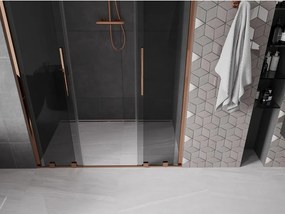Mexen Velar Duo, posuvné sprchové dveře do otvoru 150 cm, 8mm šedé sklo, růžové zlato, 871-150-000-42-60