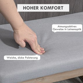 HOMCOM Taburet na nohy Čalouněný taburet s dřevěnými nohami 68x38x42 cm šedý Taburet do obývacího pokoje Ložnice Předsíňová lavice | Aosom.de