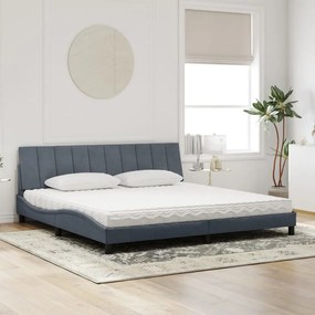 Postel s matrací Hanko tmavě šedá 200 x 200 cm samet 3208617