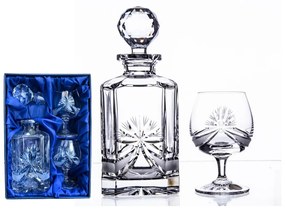 Onte Crystal Bohemia Crystal ručně broušený set na rum, brandy a koňak Mašle 1+2