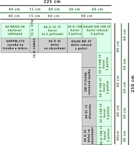 Kuchyňská linka LARA wh | ve tvaru L | 225x250 cm | zásuvky PREMIUM BOX | bílá lesk