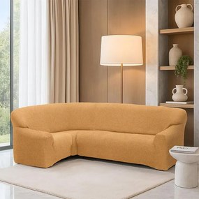 Super strečové potahy  RUBINIA zlatá rohová sedačka (š. 340 - 540 cm)