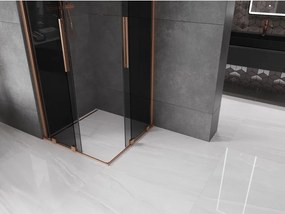 Mexen Velar Duo, sprchový kout s posuvnými dveřmi 100 x 100 cm, 8mm šedé sklo, měděná matná, 871-100-100-42-65