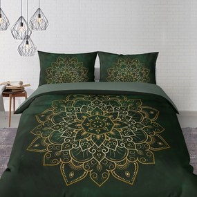 Detexpol Bavlněné povlečení 160x200 lahvově zelené s boho mandalou – 5838 A – Celoroční sada ložního prádla Floral Elegance