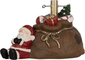 Hnědý stojan na stromek ve tvaru pytle a se Santou Christmas - 46*31*30 cm