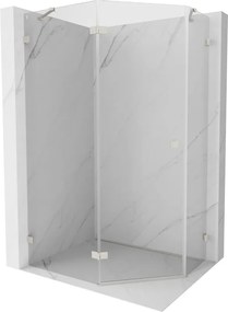 Mexen Lunar, pětiúhelníkový sprchový kout naklápěcí doleva 90 x 80 cm, 8mm čiré sklo, ocelový profil, 831-090L-080P-97-00-L