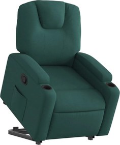 Zvedací polohovací křeslo tmavě zelené textil 3204374