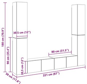 vidaXL Marketos 6dílný set TV skříněk dub sonoma kompozitní dřevo