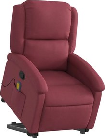 Zvedací masážní polohovací křeslo vínové textil 3204179