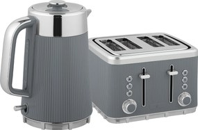 HOMCOM Varná konvice 2200 W, 1,7 l s funkcí rychlého vaření, filtr proti vodnímu kameni a toustovač na 4 plátky s 7 stupni opékání, šedá