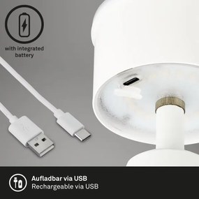 Brilo - LED Stmívatelná nabíjecí venkovní stolní lampa LED/3,5W/5V IP44 bílá