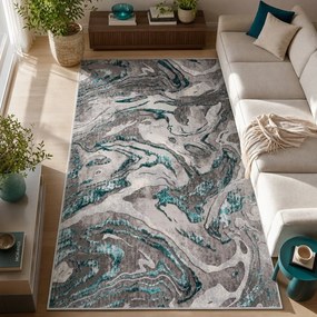 Šedo-tyrkysový koberec 80x150 cm Marbled – Flair Rugs