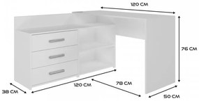 FALCO Rohový psací stůl s komodou Daniela bílá