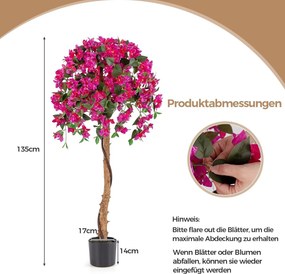 Costway Sada 2 135 cm umělý strom s květinami umělá rostlina v květináči umělý