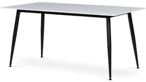 Autronic Moderní jídelní stůl Stůl jídelní 160x90x76 cm, deska slinutý kámen v imitaci matného mramoru, černé kovové nohy (HT-406M WT)