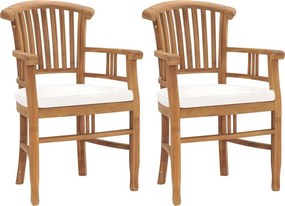vidaXL Zahradní židle 2 ks s krémově bílými poduškami masivní teak [315462] Barva: krémová