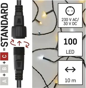Emos D1AN02 Connect / Světelný řetěz / 100 LED / 10 m / teplá a studen