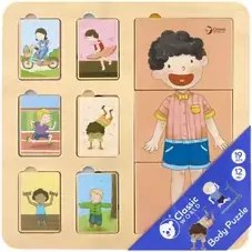 TEDDIES Puzzle Lidské tělo / 3vrstvé / 19 dílů / dřevo / 30 x 30 cm /