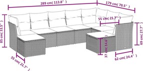 9dílná zahradní sedací souprava s poduškami béžová polyratan 3250407