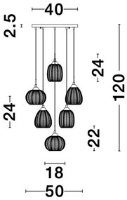 Nova Luce Závěsné svítidlo VARIO čiré sklo a saténový zlatý kov E27 6x12W