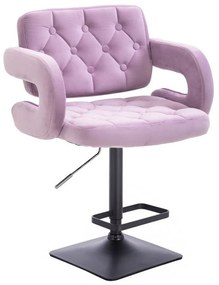LuxuryForm DESIGN Barová židle  ADRIA VELUR na černé hranaté podstavě - levandule