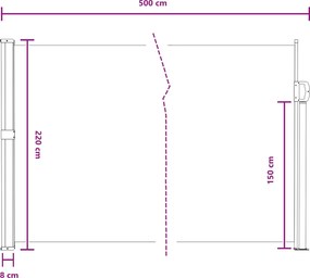 vidaXL Zatahovací boční markýza 220 x 500 cm [42035505] Barva: taupe