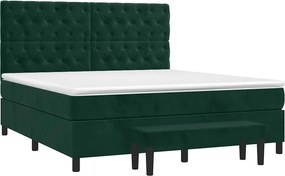 Box spring postel s matrací tmavě zelená 160x200 cm samet 3138034