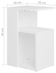 Odkládací stolek bílý 36 x 30 x 56 cm dřevotříska - Default Title