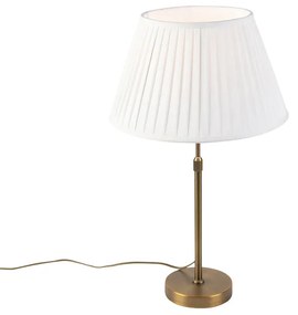 Bronzová stolní lampa s skládaným odstínem bílá 35cm - Parte