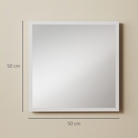 HOMCOM čtvercové nástěnné zrcadlo 50 × 50 cm, bílý MDF rám