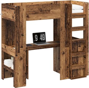 Rám patrové postele se stolem s policí Staré dřevo 75 x 190 cm 3410433