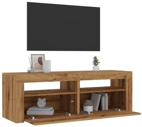TV stolek s LED dub artisan 120 x 35 x 40 cm kompozitní dřevo