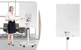 Magnetická skleněná flipchart tabule na kolečkách, 70x100 cm