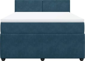 Box spring postel s matrací modrá 140 x 200 cm samet 3290056