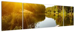 Obraz - Jezero u lesa (170x50 cm)