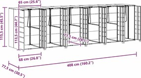 vidaXL Úložný box na 3 popelnice Stříbrná 340 x 77,5 x 115,5 cm [3394792]