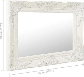 Nástěnné zrcadlo barokní styl 50 x 40 cm bílé 320308