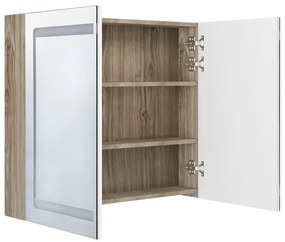 vidaXL LED koupelnová skříňka se zrcadlem bílá a dub 80 x 12 x 68 cm