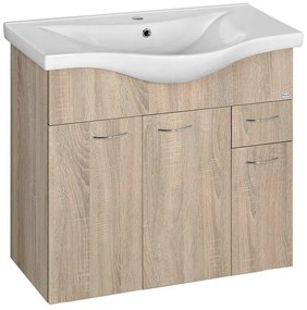 Aqualine, KERAMIA FRESH umyvadlová skříňka 74,5x74x34,7cm, dub platin, 50083