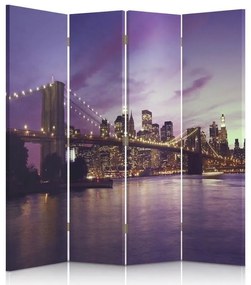 Ozdobný paraván Newyorský most - 145x170 cm, čtyřdílný, klasický paraván