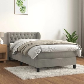 Box spring postel s matrací světle šedá 90x200 cm samet 3127649