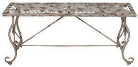 Bílá antik kovová zahradní lavička se včelkou French - 105*35*44 cm