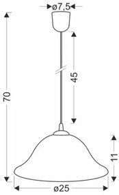 Lustr na lanku VERA 1xE27/60W/230V měděná/bílá