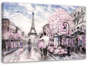 Obraz na plátně Růžový olej Paris City - 120x80 cm