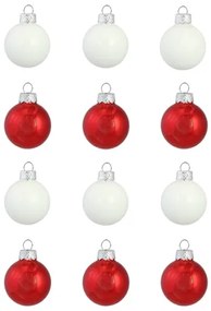 Set vánočních ozdob v červené a bílé barvě