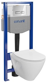 Cersanit Mille, System50 MECH podomítkový rám + závěsná wc mísa Mille Plus CleanOn + chromové tlačítko MOVI II, S701-752
