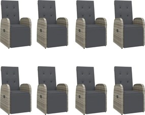 9dílný zahradní jídelní set s poduškami šedý polyratan 3157596