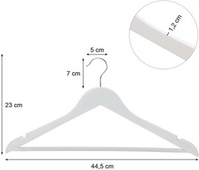 SONGMICS Dřevěné ramínko 44 cm bílé 50 ks