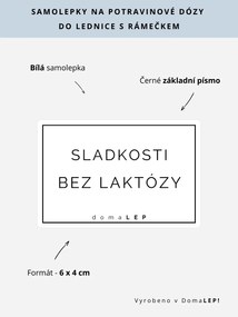SLADKOSTI BEZ LAKTÓZY - Samolepka s rámečkem na dózy do lednice, 6 x 4 cm