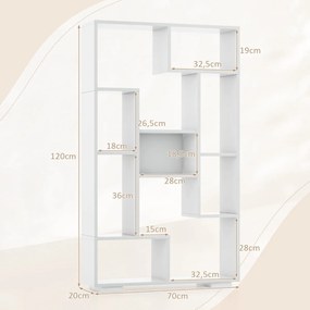Costway Moderní knihovna s otevřenými policemi a geometrickou víceúčelovou